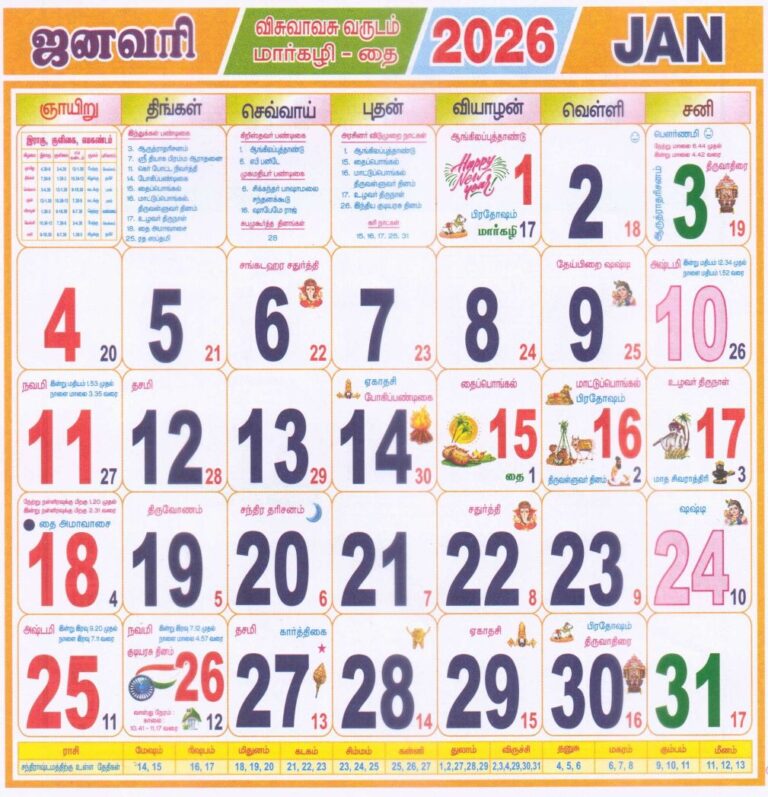 January 2026 Tamil Calendar | Tamil Calendar 2026 January, Tamil ...